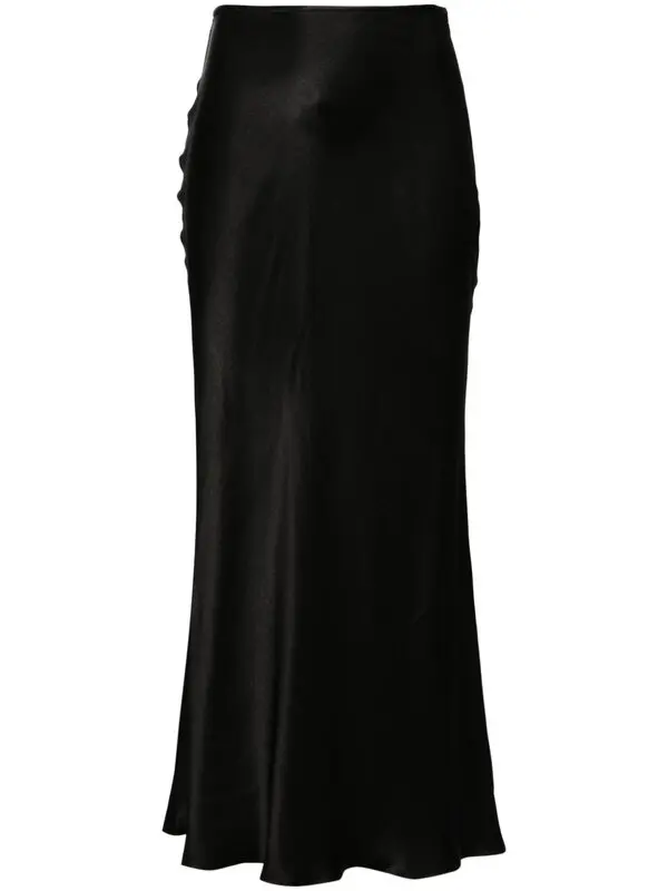 MANURI Sunny Satin Midi Skirt - Black