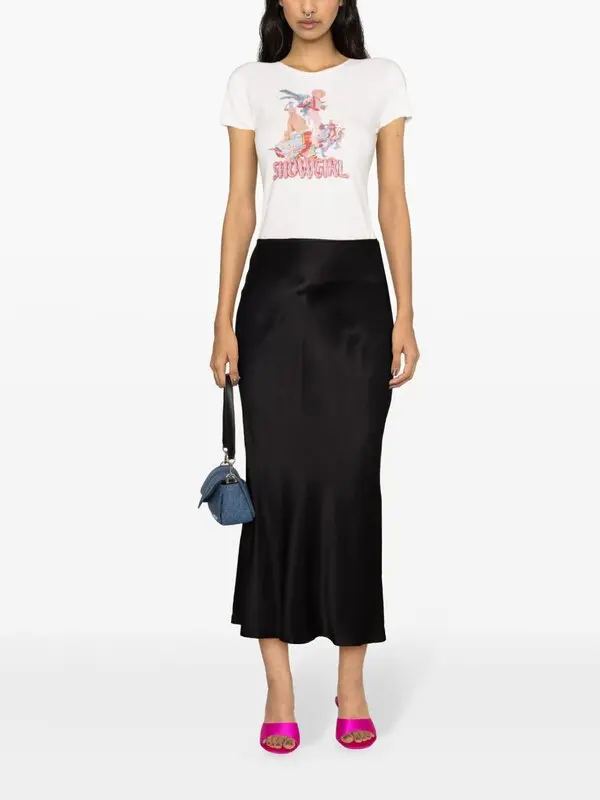 MANURI Sunny Satin Midi Skirt - Black