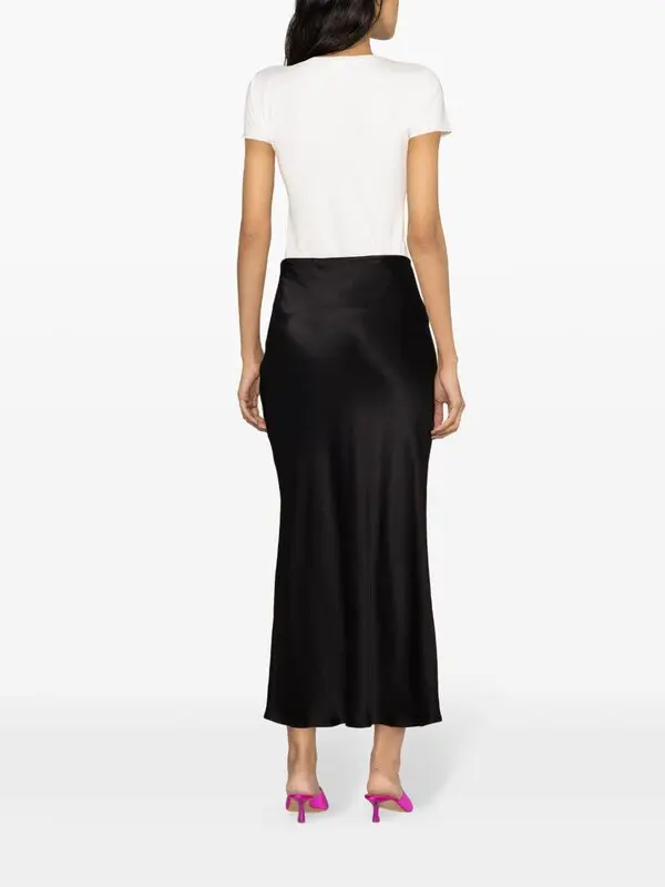 MANURI Sunny Satin Midi Skirt - Black