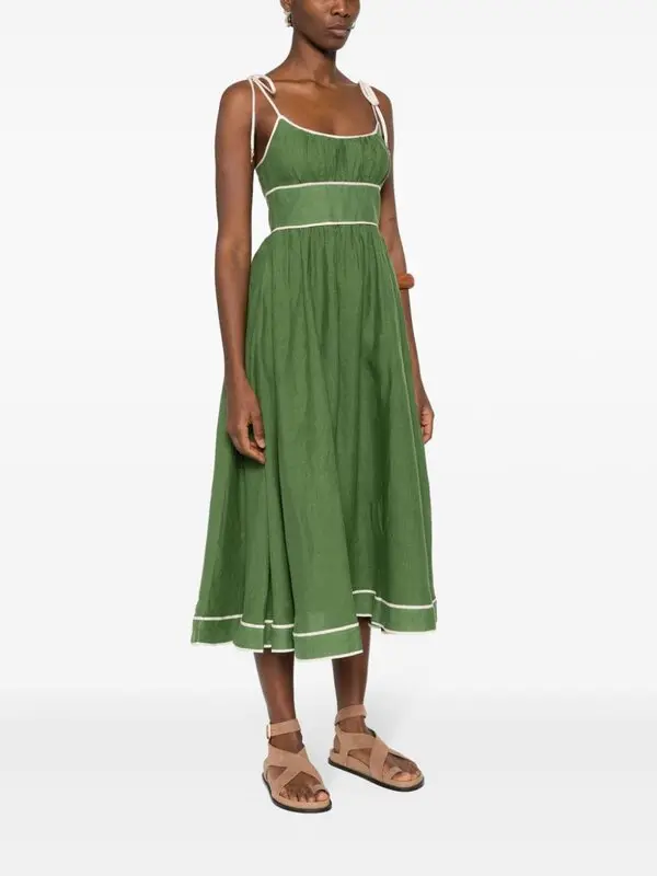 zimmermann alight picnic dress green Zimmermann Alight Picnic Linen Midi Dress In Multicoloured - 30% Off