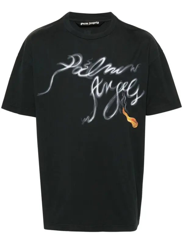 Palm Angels Foggy Logo-print T-shirt - Black