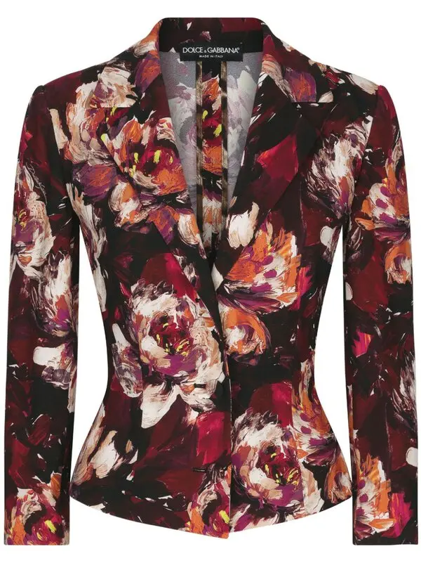 Dolce & Gabbana Floral-print Fitted Blazer - Red