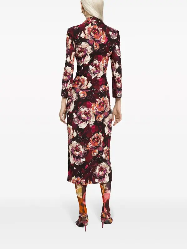 Dolce & Gabbana Floral-print Fitted Blazer - Red