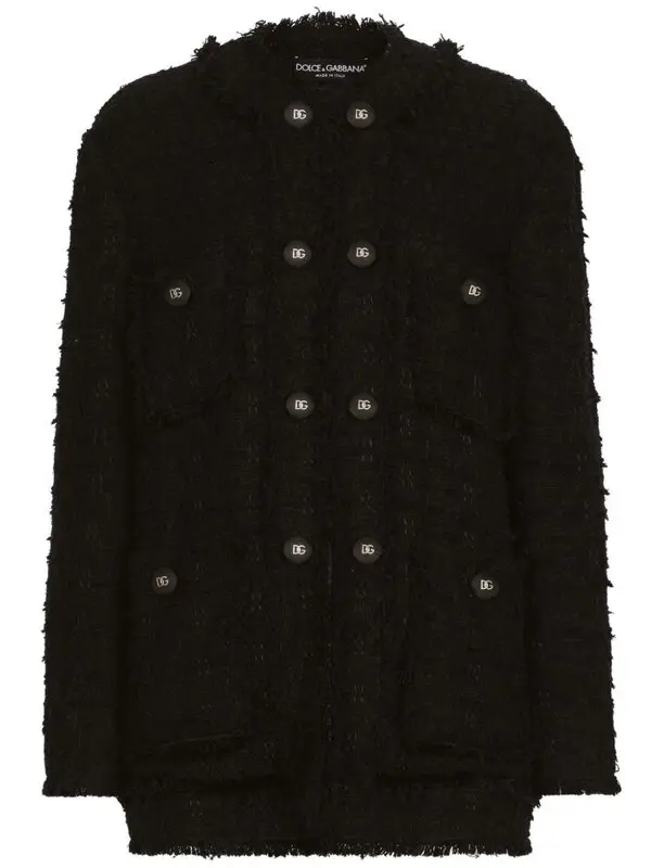 Dolce & Gabbana Round-neck Tweed Jacket - Black