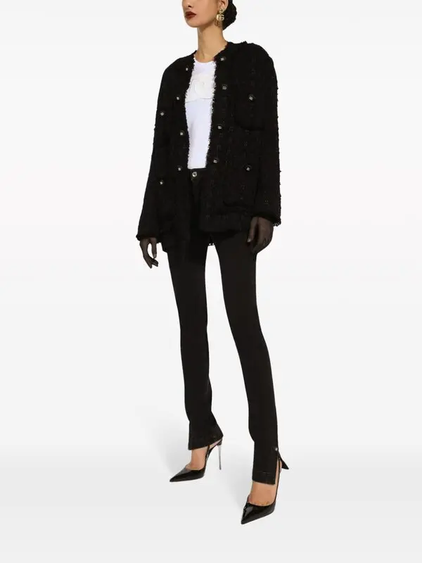 Dolce & Gabbana Round-neck Tweed Jacket - Black