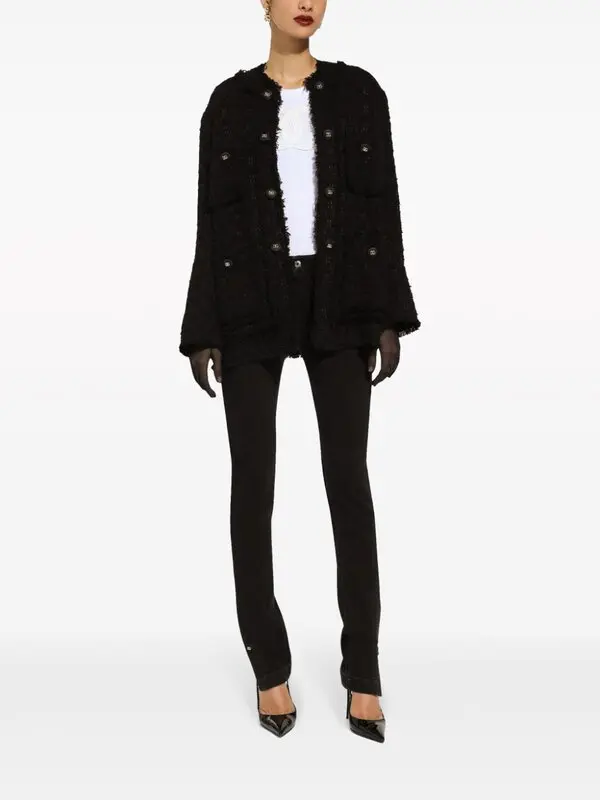 Dolce & Gabbana Round-neck Tweed Jacket - Black