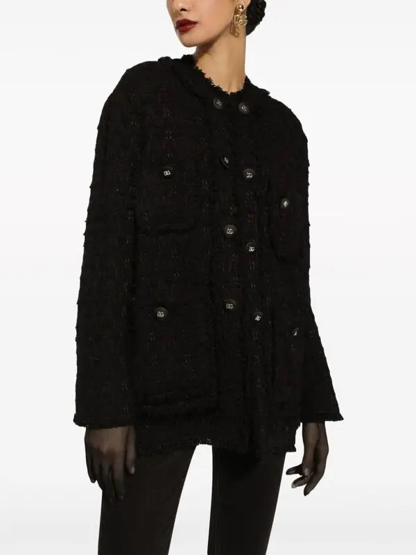Dolce & Gabbana Round-neck Tweed Jacket - Black