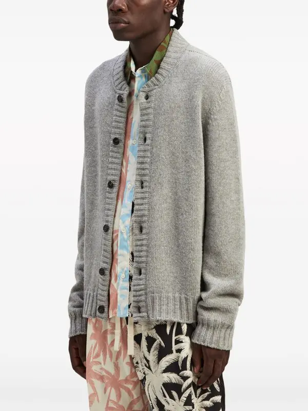 Palm Angels Curved-logo Wool-blend Cardigan - Grey
