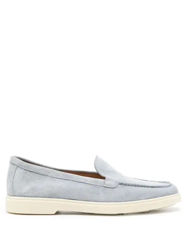 Santoni Round-toe Suede Loafers - Blue