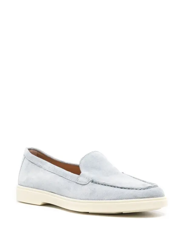 Santoni Round-toe Suede Loafers - Blue