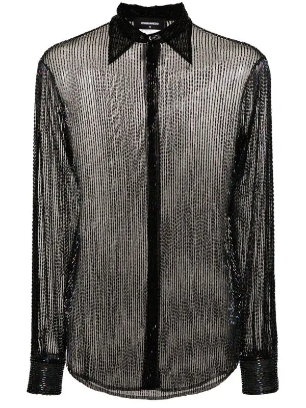 Dsquared2 70's Beaded Tulle Shirt - Black