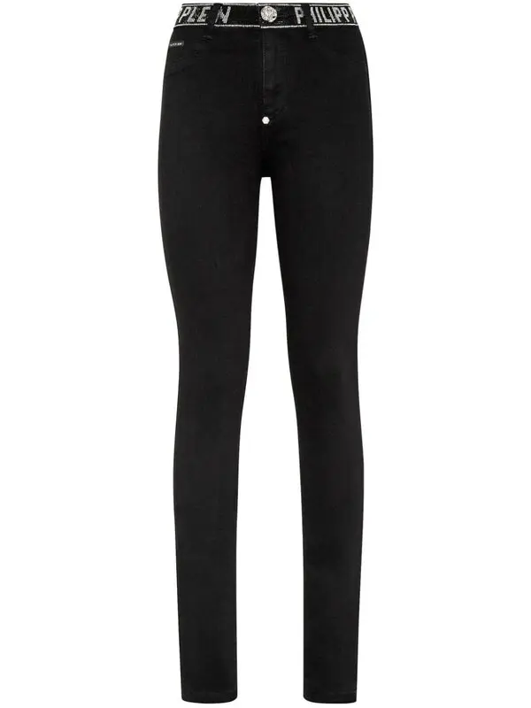 Philipp Plein Crystal-embellished High-waist Jeans