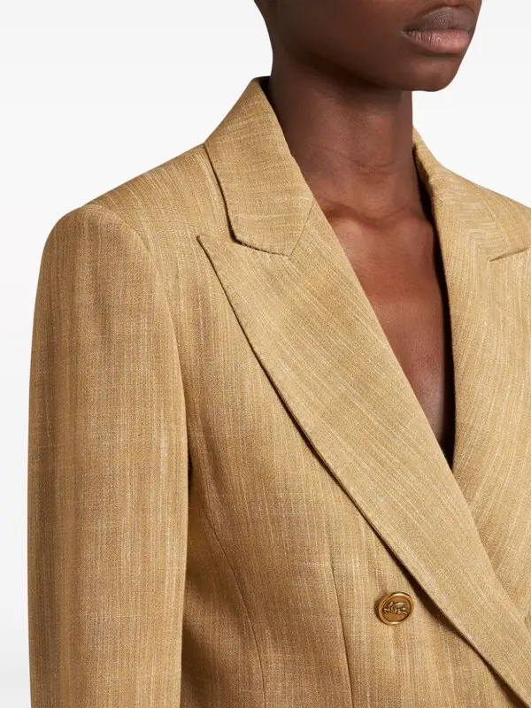 Etro Double-breasted Slub Blazer - Neutrals