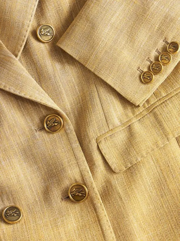 Etro Double-breasted Slub Blazer - Neutrals