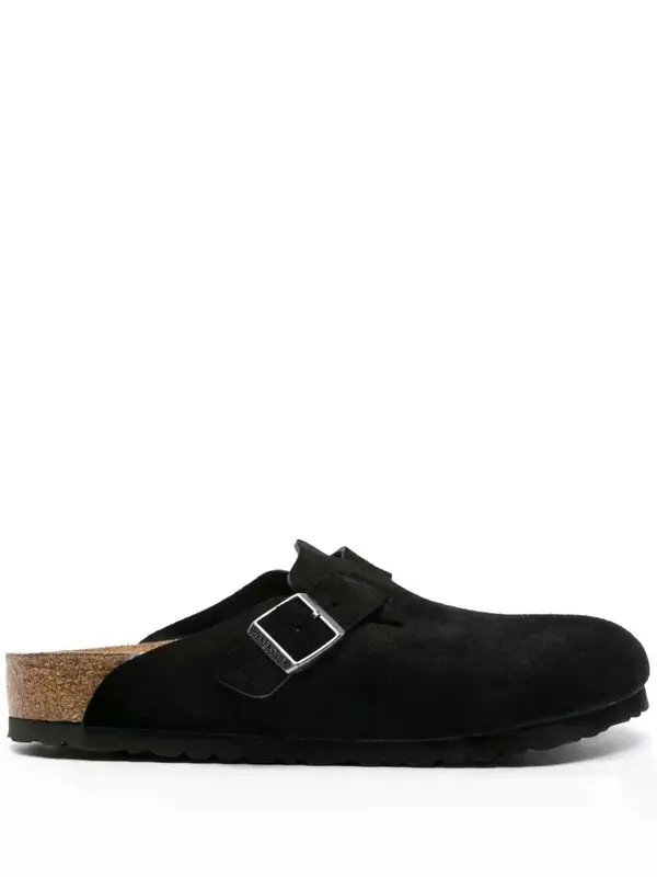 BIRKENSTOCK Boston Suede Slippers - Black
