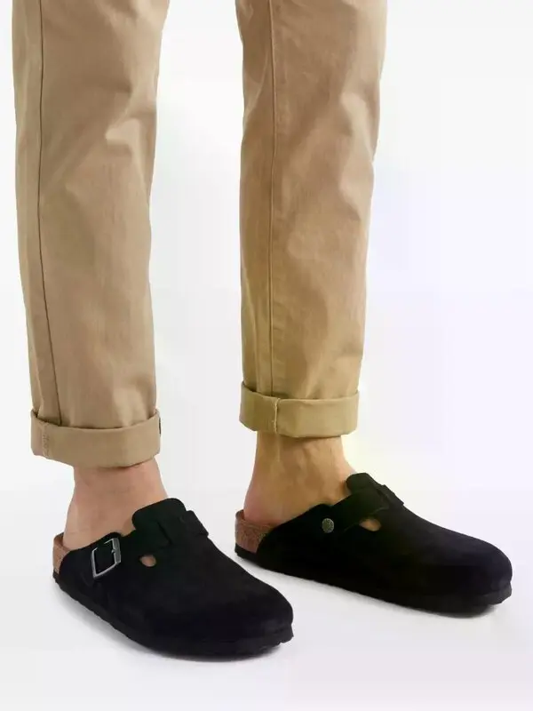BIRKENSTOCK Boston Suede Slippers - Black