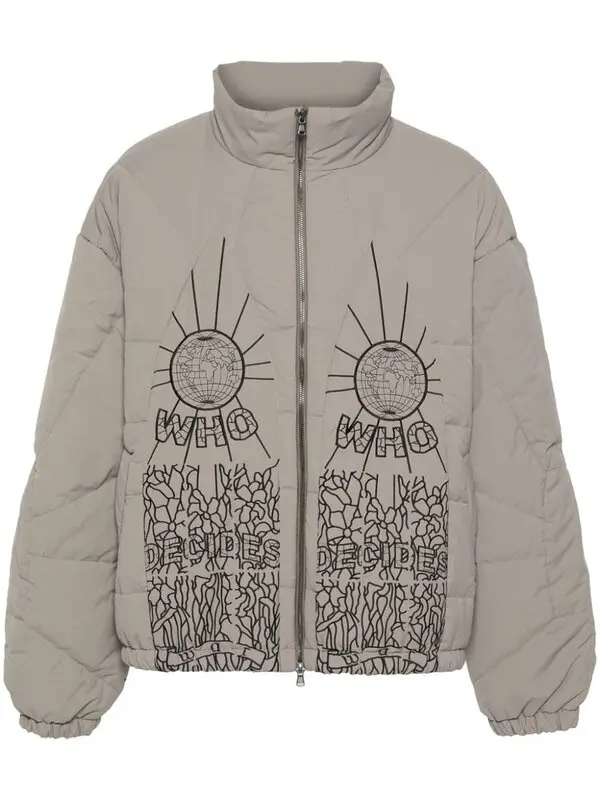WHO DECIDES WAR BY EV BRAVADO Embroidered Zip-up Bomber Jacket