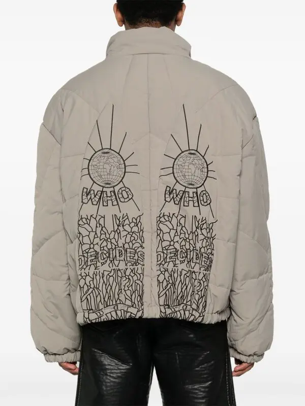 WHO DECIDES WAR BY EV BRAVADO Embroidered Zip-up Bomber Jacket