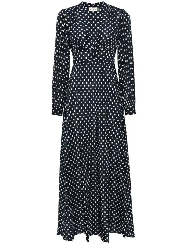 Rixo Emory Polka Dot Maxi Dress - Blue