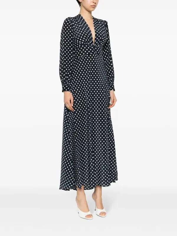 Rixo Emory Polka Dot Maxi Dress - Blue