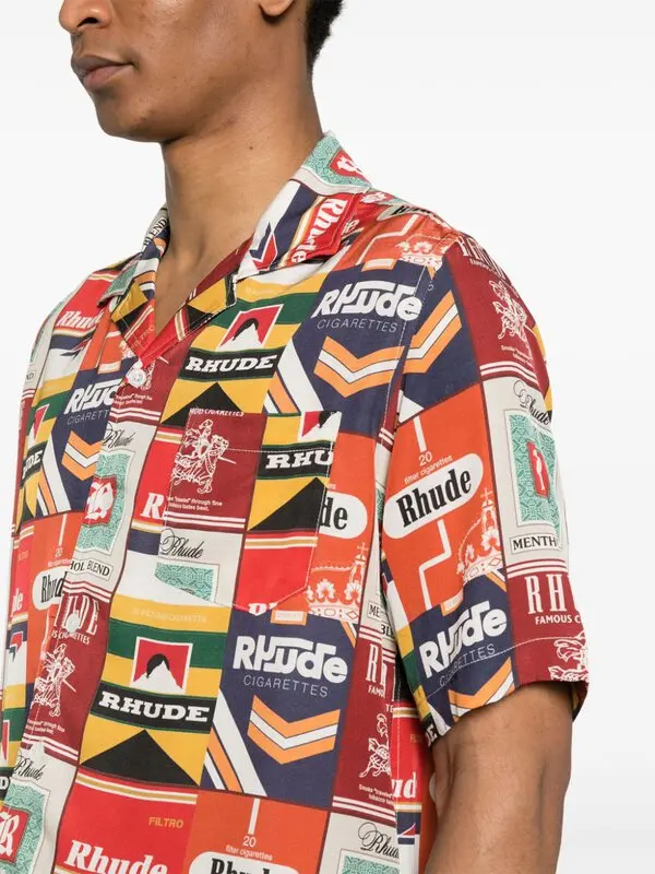 Rhude Cigarette-print Bowling Shirt