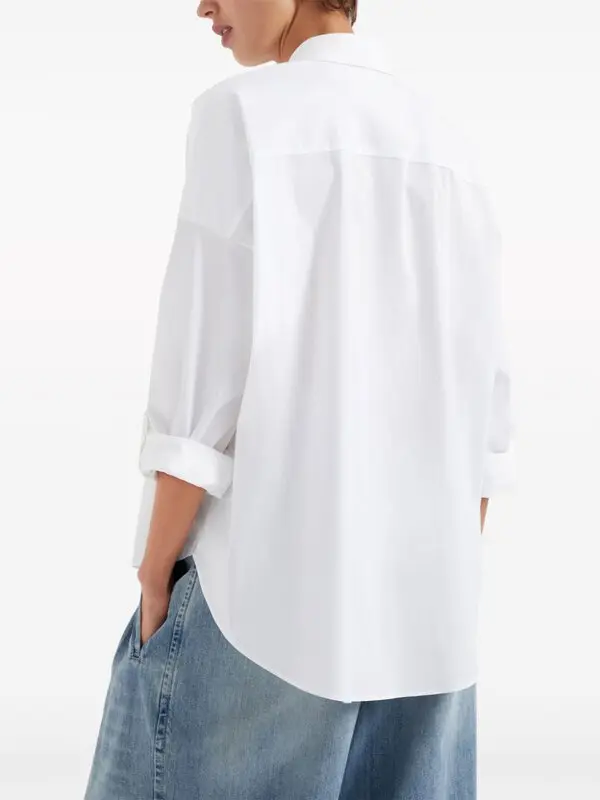 Brunello Cucinelli Bead-embellished Cotton Blend Shirt - White
