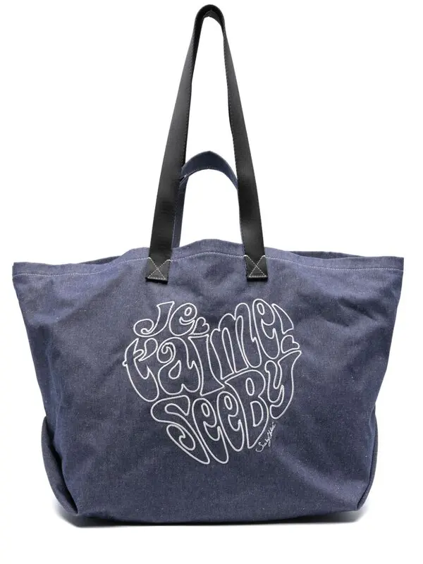 See By Chloé Large 'je T'aime' Denim Tote Bag