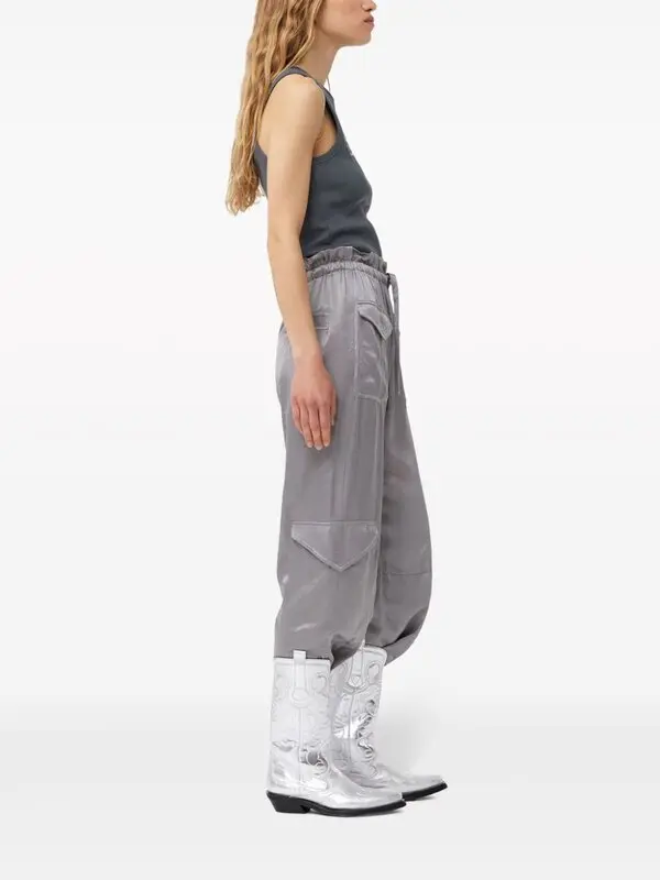 GANNI 40mm Metallic Western Boots - Silver