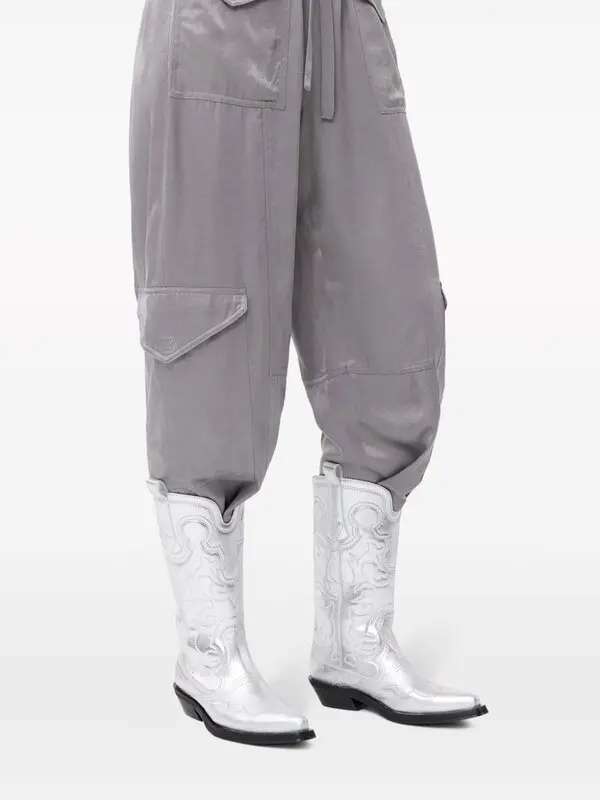 GANNI 40mm Metallic Western Boots - Silver