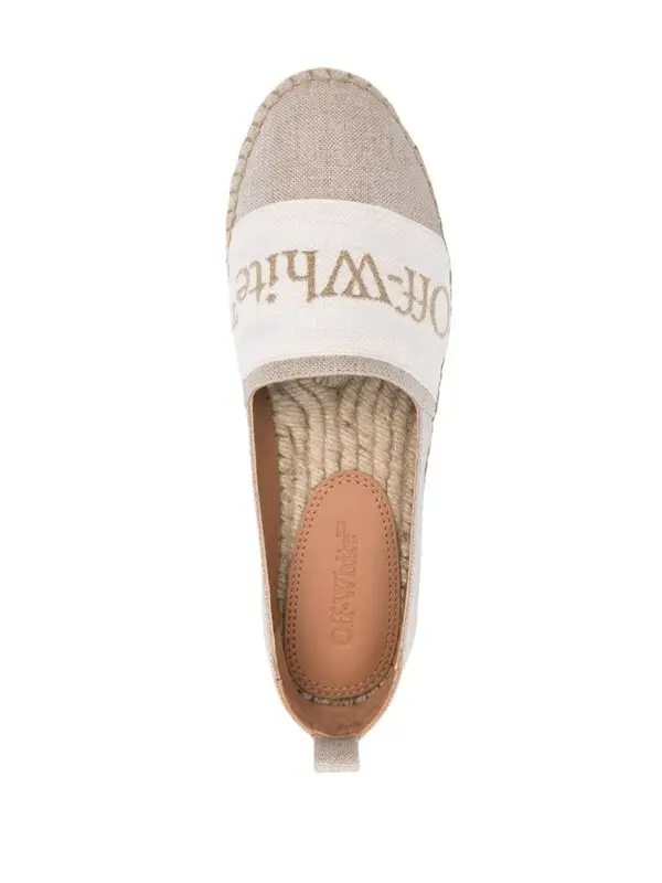 Off-White Bookish Linen Espadrilles - Neutrals