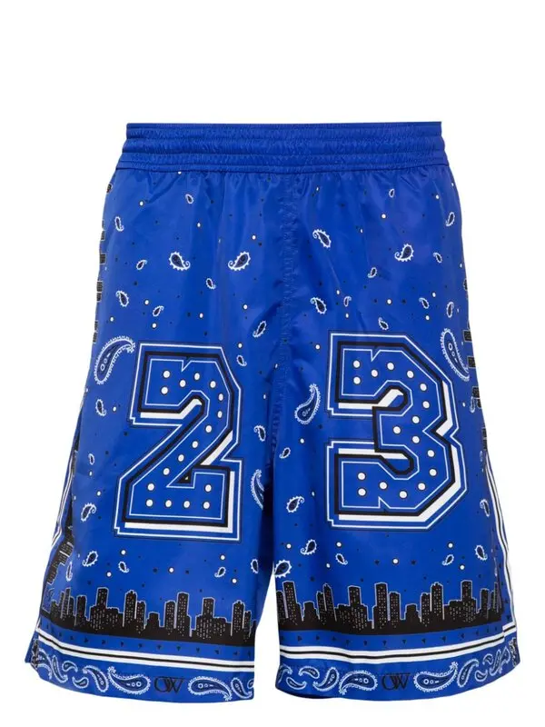 Off-White Bandana-print Surfer Swim Shorts - Blue