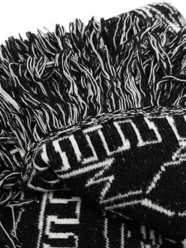 Alanui Intarsia-knit Frayed Scarf