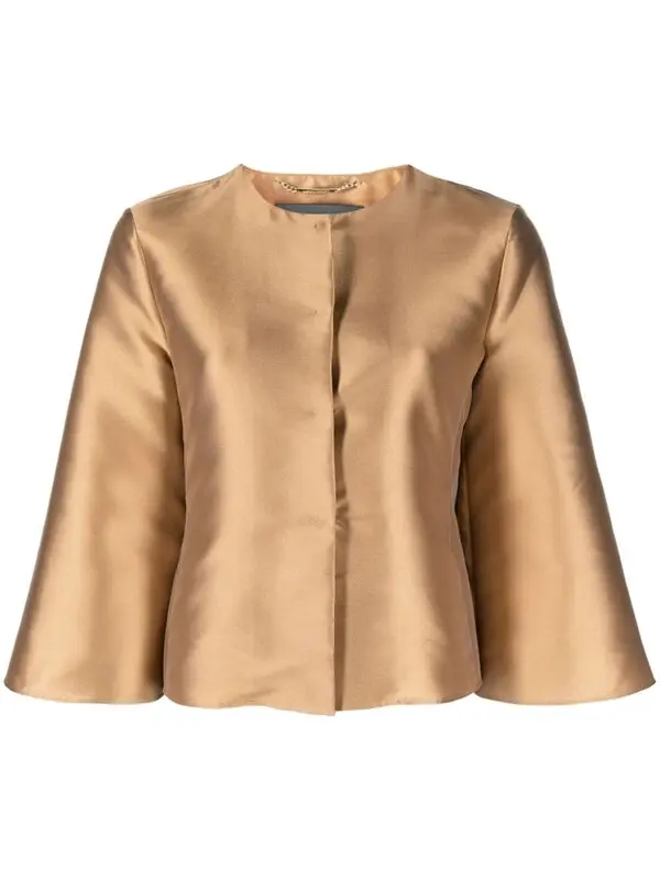 Alberta Ferretti Cropped Satin Jacket - Gold