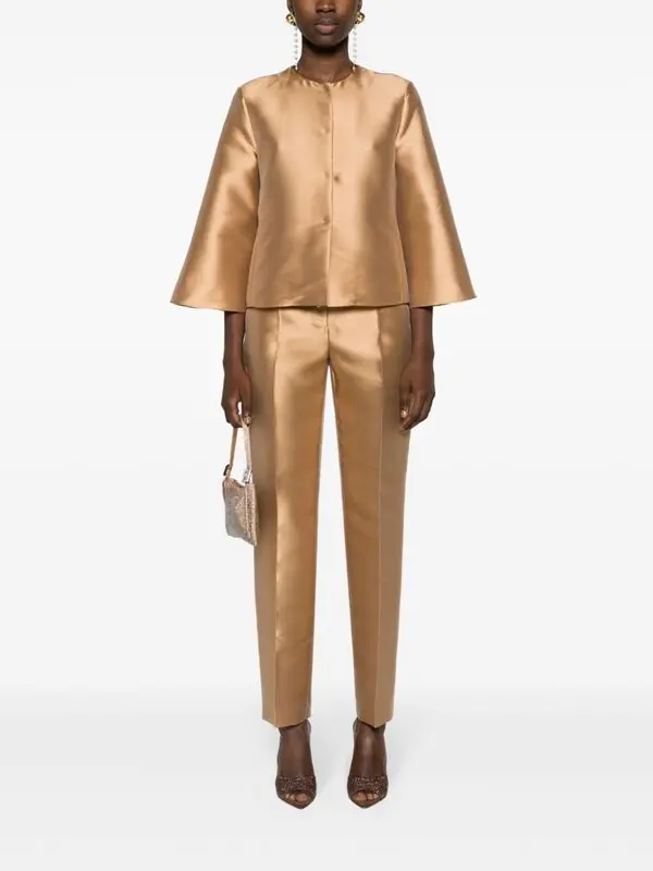 Alberta Ferretti Cropped Satin Jacket - Gold