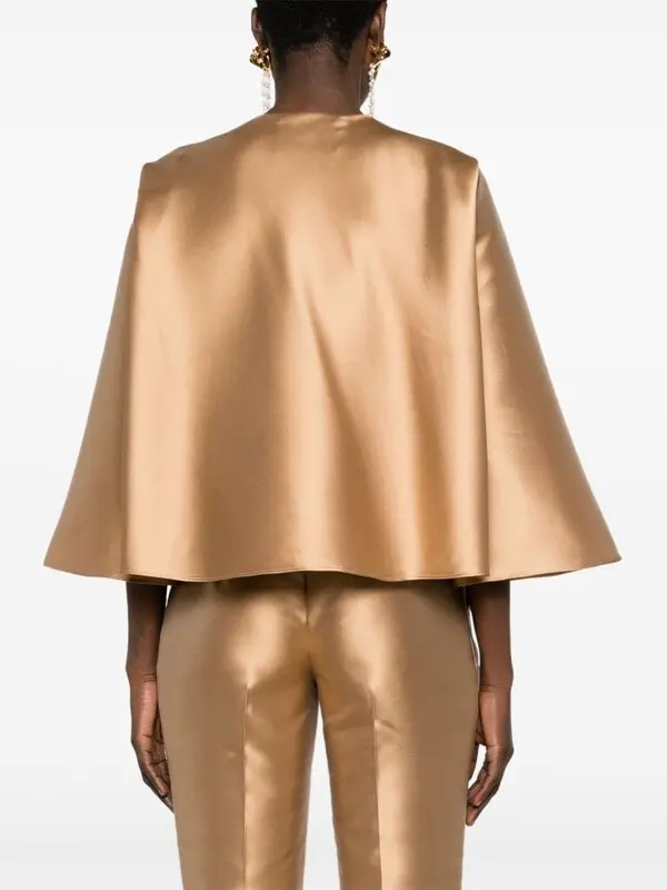 Alberta Ferretti Cropped Satin Jacket - Gold
