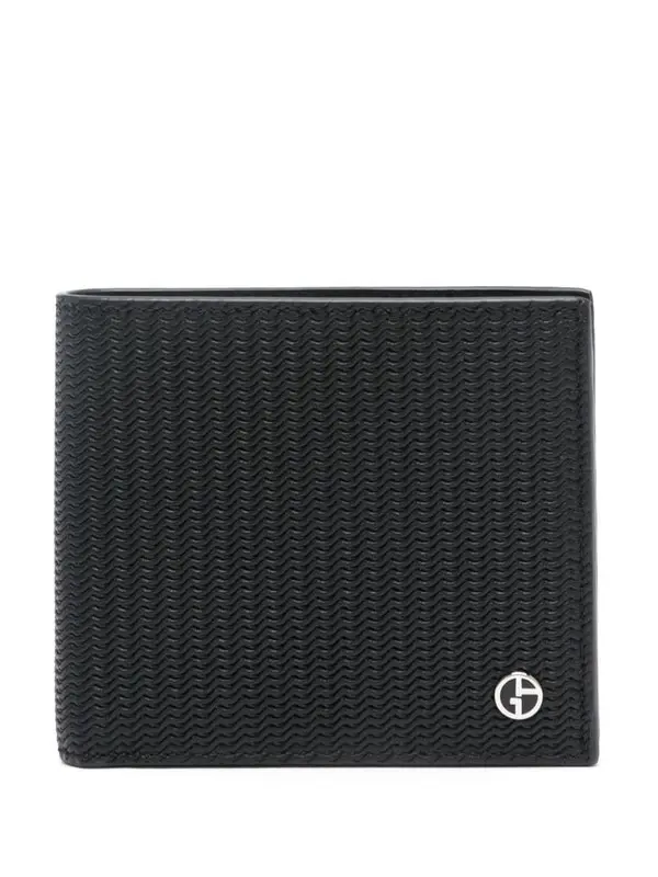 Giorgio Armani Wavy-embossed Bi-fold Wallet - Black