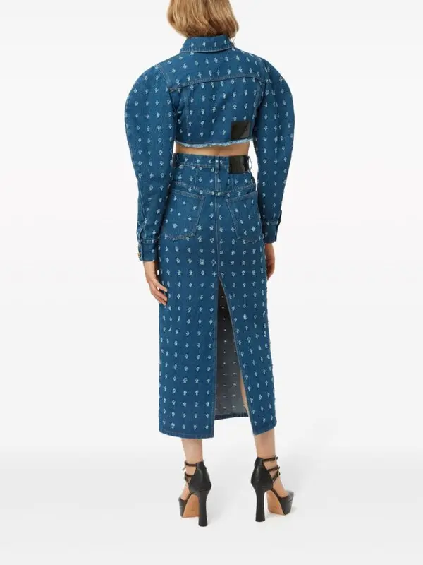 Nina Ricci Distressed Cropped Denim Jacket