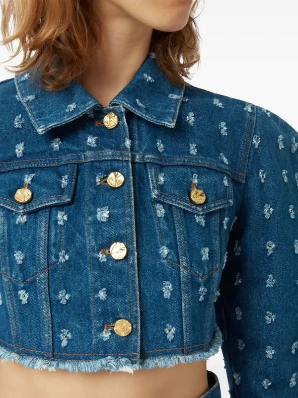 Nina Ricci Distressed Cropped Denim Jacket