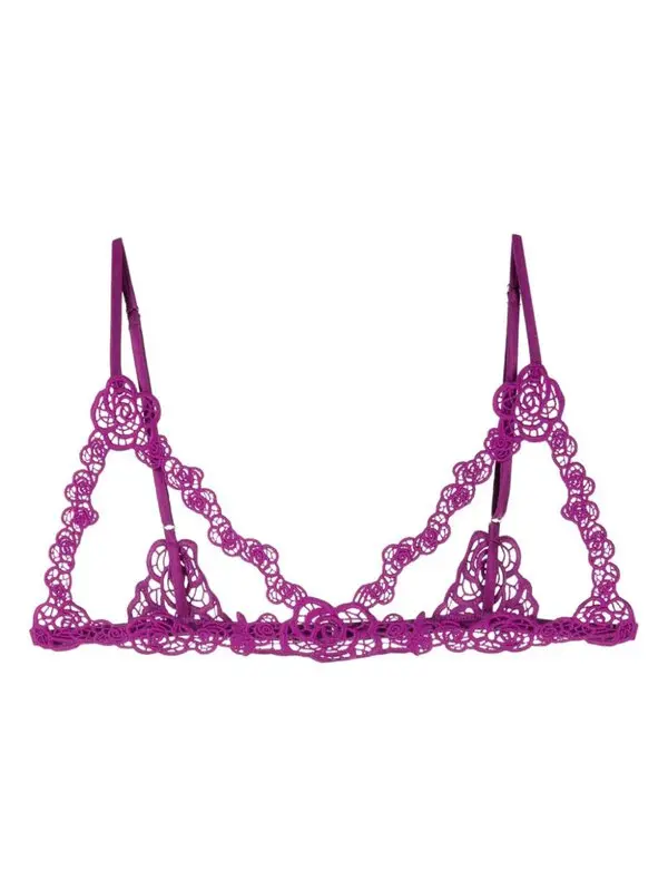 Fleur Du Mal Fleur Guipure Ouvert Bralette - Purple