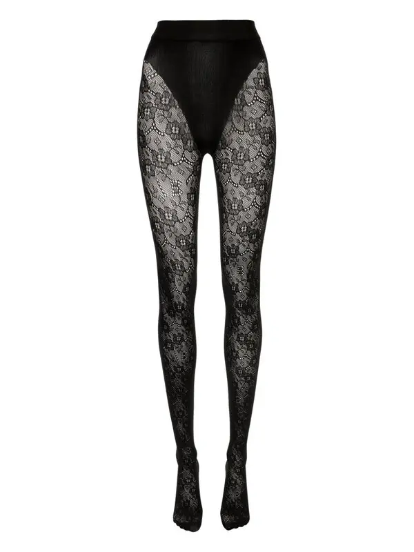 Victoria Beckham Vb Monogram Lace Tights - Black