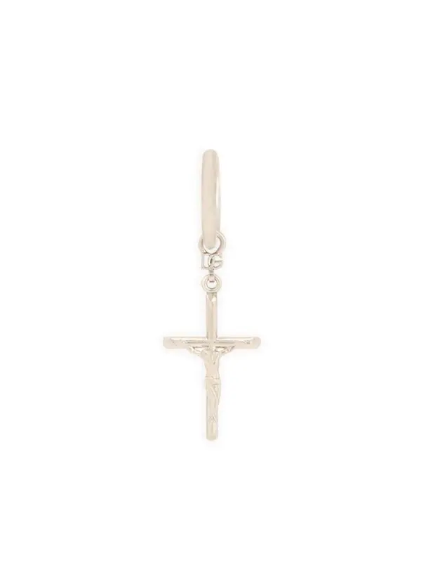 Dolce & Gabbana Cross Pendant Hoop Earring - Silver