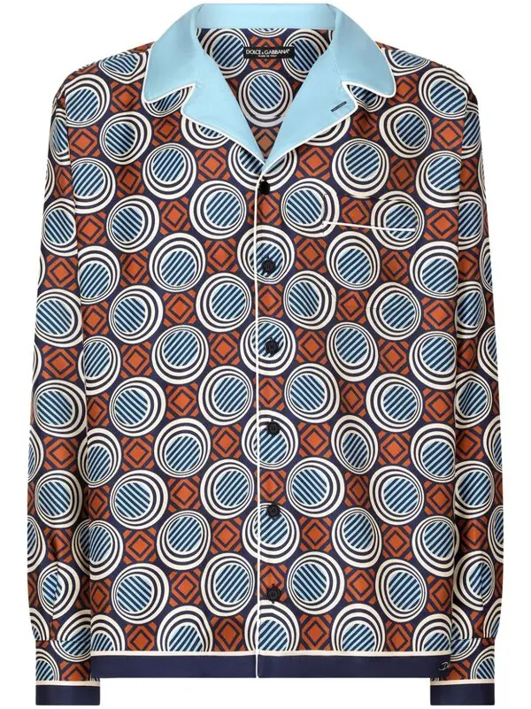 Dolce & Gabbana Geometric-print Silk Shirt - Red