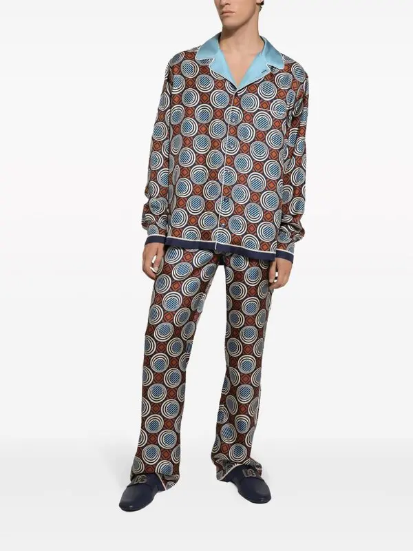 Dolce & Gabbana Geometric-print Silk Shirt - Red
