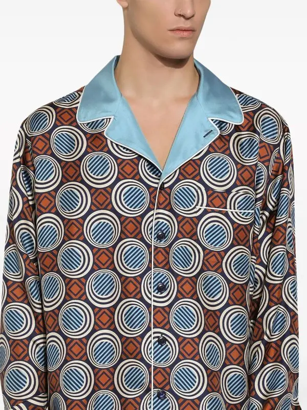 Dolce & Gabbana Geometric-print Silk Shirt - Red