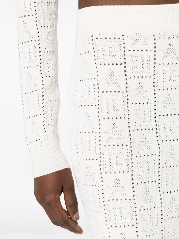 Balmain Pointelle-knit Monogram Mini Skirt