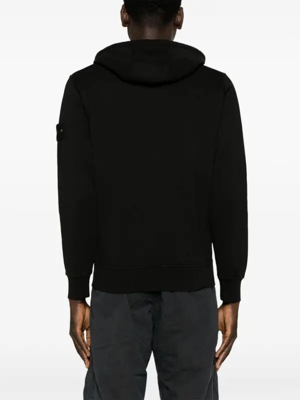 Stone Island Logo-patch Zip-up Hoodie - Black