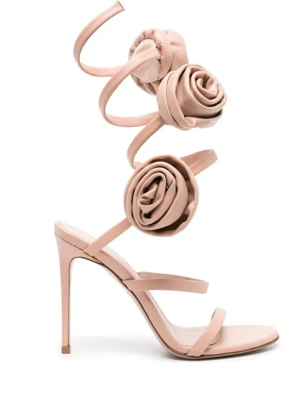 LE SILLA Rose 110mm Spiral-design Sandals - Neutrals