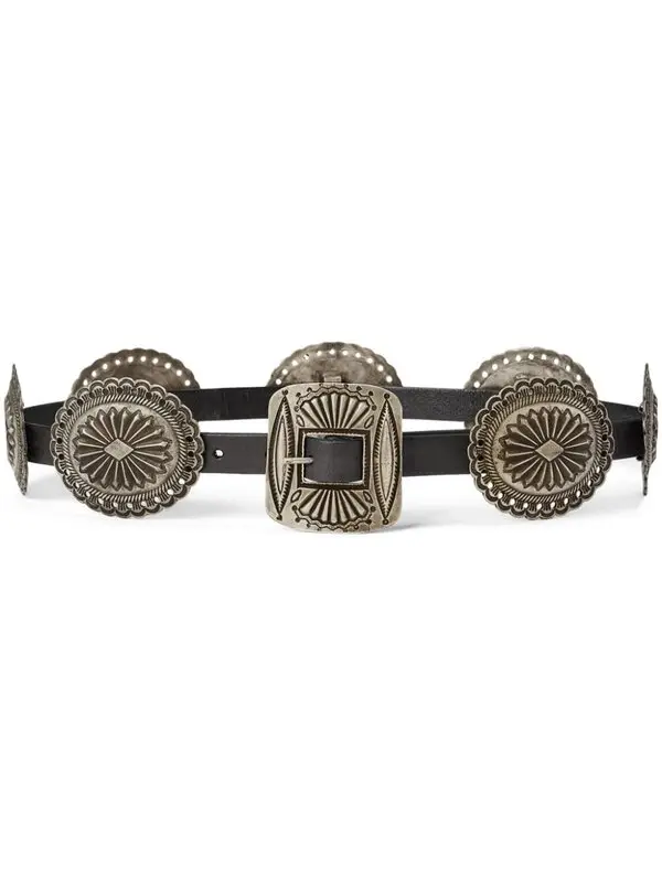 Polo Ralph Lauren Western-style Engraved Buckle Belt - Black