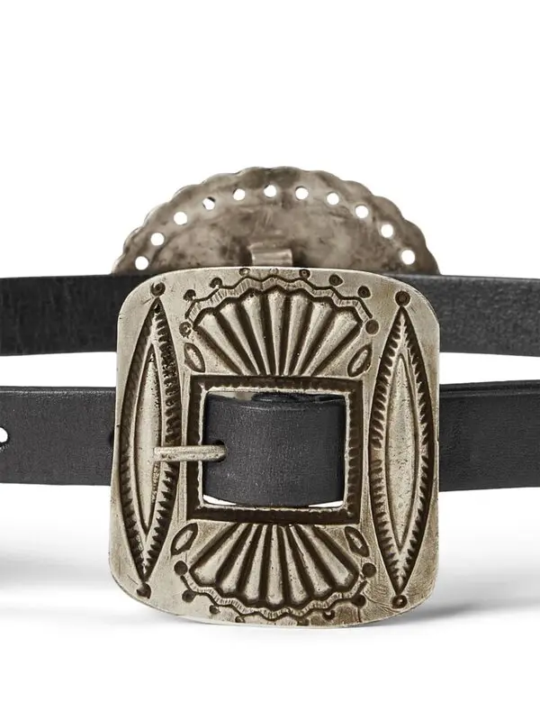 Polo Ralph Lauren Western-style Engraved Buckle Belt - Black