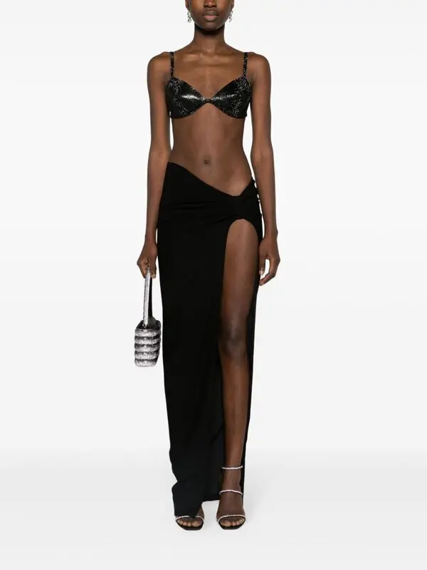 MONOT Asymmetric Slit Floor-length Skirt